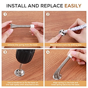 60 Pcs Spring Door Stopper with Rustproof Screw Rubber Bumper Tips, 3" Flexible Heavy Duty Spring Wall Door Stop Low Mounted Door Bumper for Home Spring Door Stoppers for Bottom of Door (Silver)