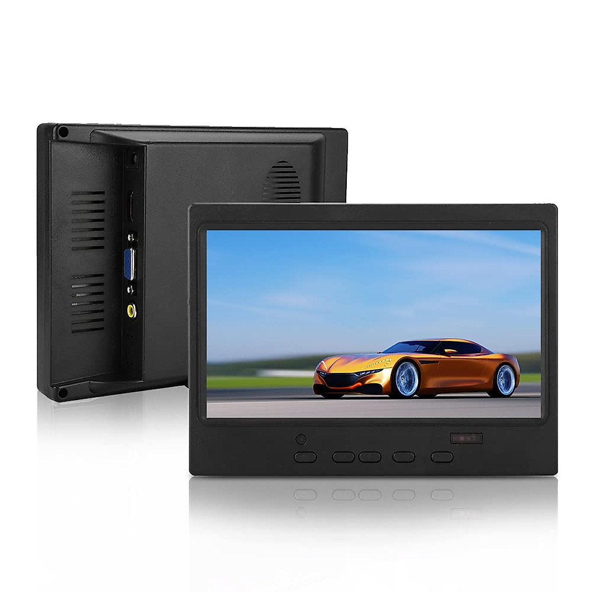 Wendry 7 Inch Monitor for,1024x600 16:9 AV+ HDMI + VGA Portable Gaming Monitor with Foldable Bracket,250 cd / m2 Widescreen Screen Display for, car Display, CCTV