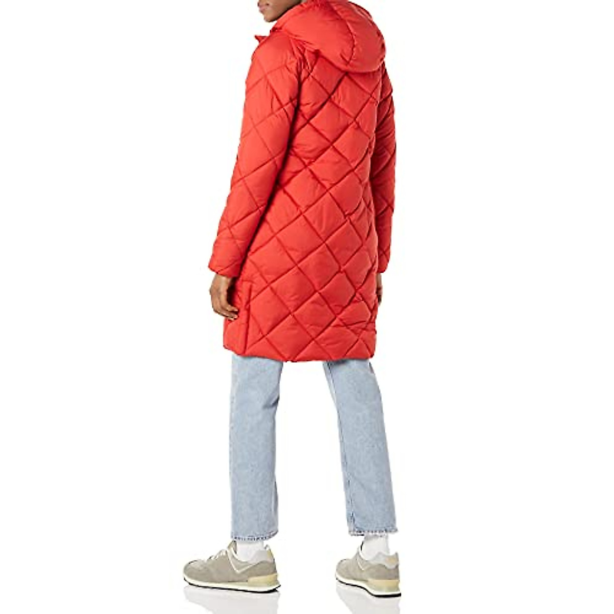 Amazon Essentials Women's Heavyweight Diamond Quilted Knee Length Puffer Coat - Discontinued Colors, Red, Medium