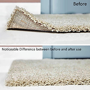 8 PCS Grippers of Rug Pad, Non-Slip Carpet Pad for Hardwood Floors and Tile, Reusable and Washable Area Carpet Tape, Double-Sided Adhesive Pads, Keeps Corners Flat