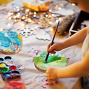 Unfinished Wood Slices, 30Pcs 3.5-4 inch Craft Wood Rounds kit Circles Crafts Christmas Ornaments DIY Crafts with Bark for Crafts Rustic Wedding Decoration