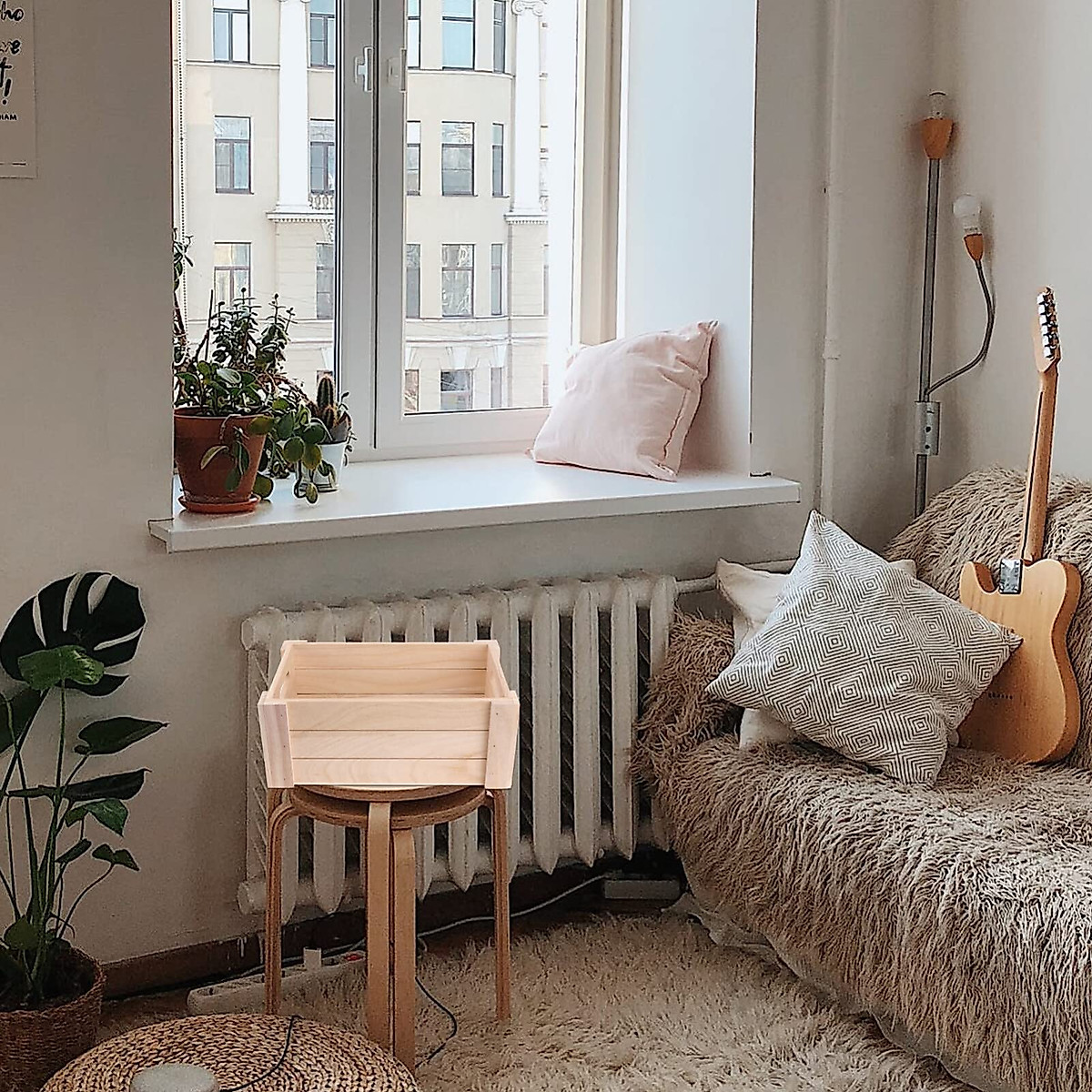 GANAZONO Wood Nesting Storage Crates with Handle Rustic Decorative Wood Crates Farmhouse Basket Distressed Storage Container Bin for Desk Sundries Display Decoration Medium