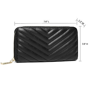 Daisy Rose Women’s Zip-Around Wallet & Phone Clutch with RFID Blocking, PU Vegan Leather (Black)