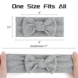 YanJie 4 PCS Baby Girl Headbands Handmade Big Bows Soft Stretchy Infant Newborn Headband with Bows Headwrap Hair Accessories Beige Light Khaki Coffee Gray