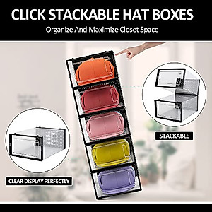 QualiapeX Hat Organizer for Baseball Caps, Hat Storage Box Showcase, Baseball Caps Collection Display Boxes Stackable, Dust-proof for Closet Cap Holder(Pack of 8)