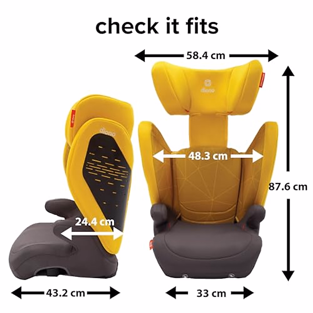 Diono Monterey 4DXT Latch, 2-in-1 High Back Booster Car Seat with Expandable Height, Width, Advanced Side Impact Protection, 8 Years 1 Booster, Yellow Sulphur
