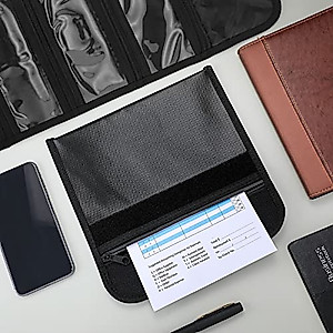 2 Pcs Money Wallet Organizer for Cash with Fireproof Bag Waterproof Money Bag for Valuables, Cash Budget Wallet Holder Organizer, 5 Zipper Slots, Black Money Travel Pocket for Bills Coins Tickets