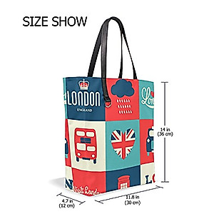 ALAZA London British Flag Tote Bag Purse Handbag for Women Girls