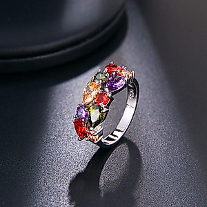 Silver Angel Multicolor Ring Cubic Zirconia Mother's Day Jewelry for Mom Her Band Ring for women (7)