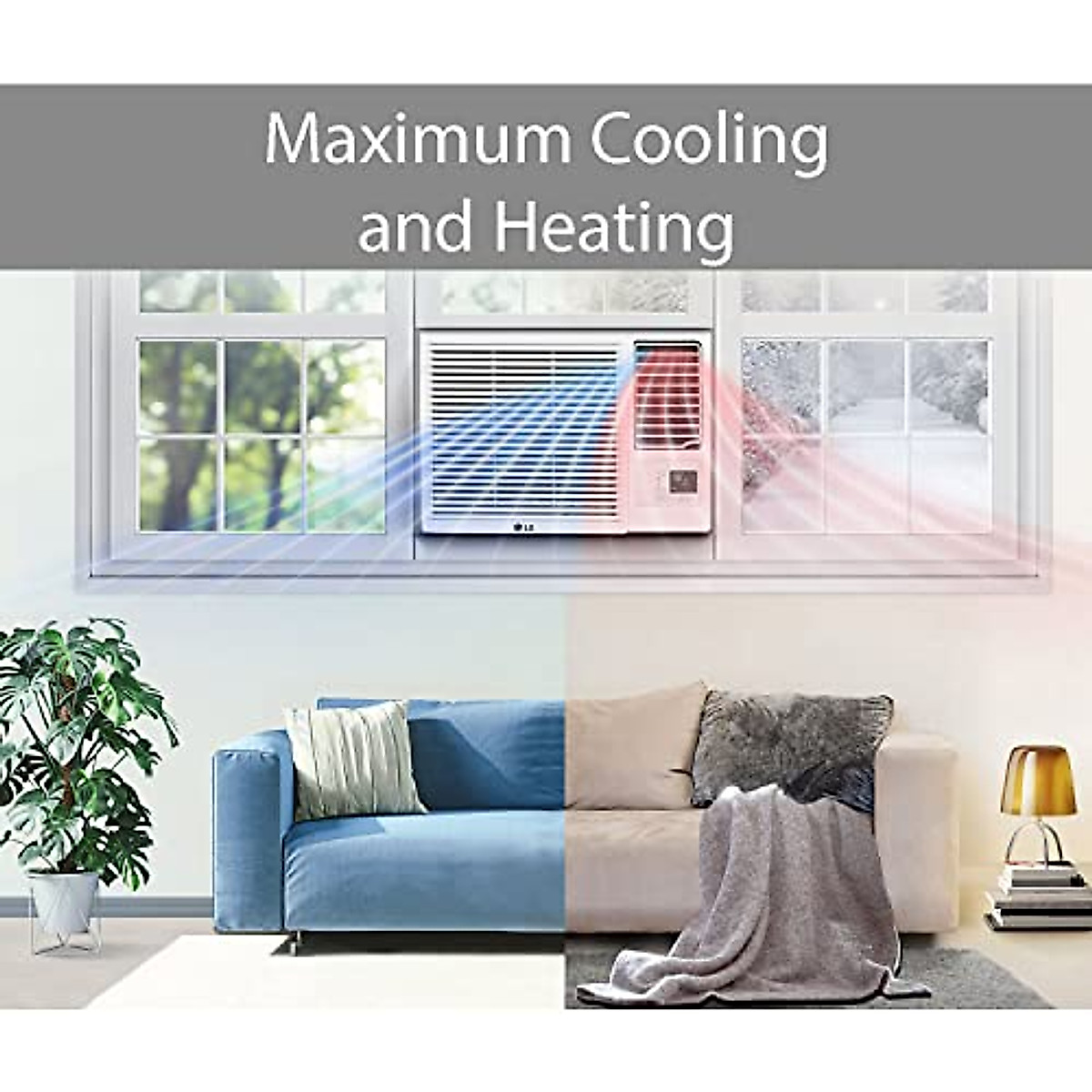 LG 23,000 BTU Window Air Conditioner with Supplemental Heat, Cools 1,440 Sq.Ft. (36' x 40' Room Size), Electronic Controls with Remote, 2 Cooling, Heating & Fan Speeds, Slide In-Out Chassis, 230/208V