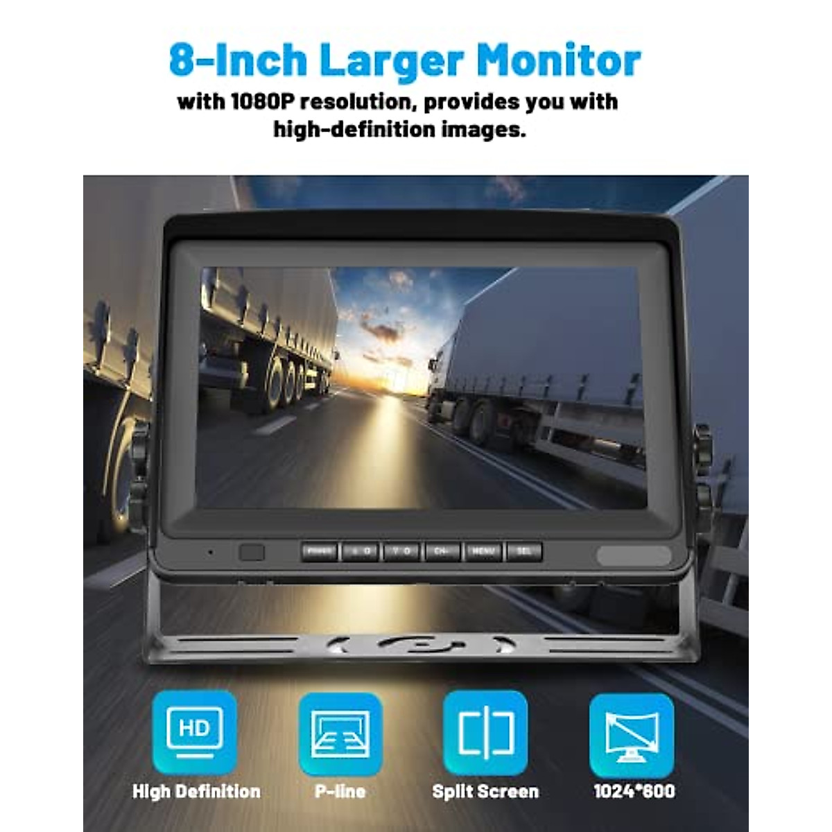 Dual Backup Camera System 8 Inch Monitor with 65FT Video Cable, AHD 1080P Night Vision Waterproof Rear View Cam for Truck/Trailer/Semi-Trailer/Box Truck/RV/Pickup Truck 12-24V