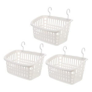 Zerodeko 3Pcs Plastic Hanging Shower Baskets, Waterproof Shower Caddy with Hooks, Storage Hanger Baskets Bathroom Sundries Holders Kitchen Cabinet Organizer Basket