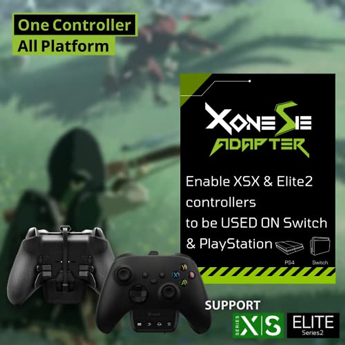Brook Xone SE Adapter - Type C Version, for XB Elite Series 2 and XB X/S Controllers on XB X/S, Switch, PS4 Gaming Consoles and PC(XID), Supports Motion Control, Turbo, Remap, Audio Function