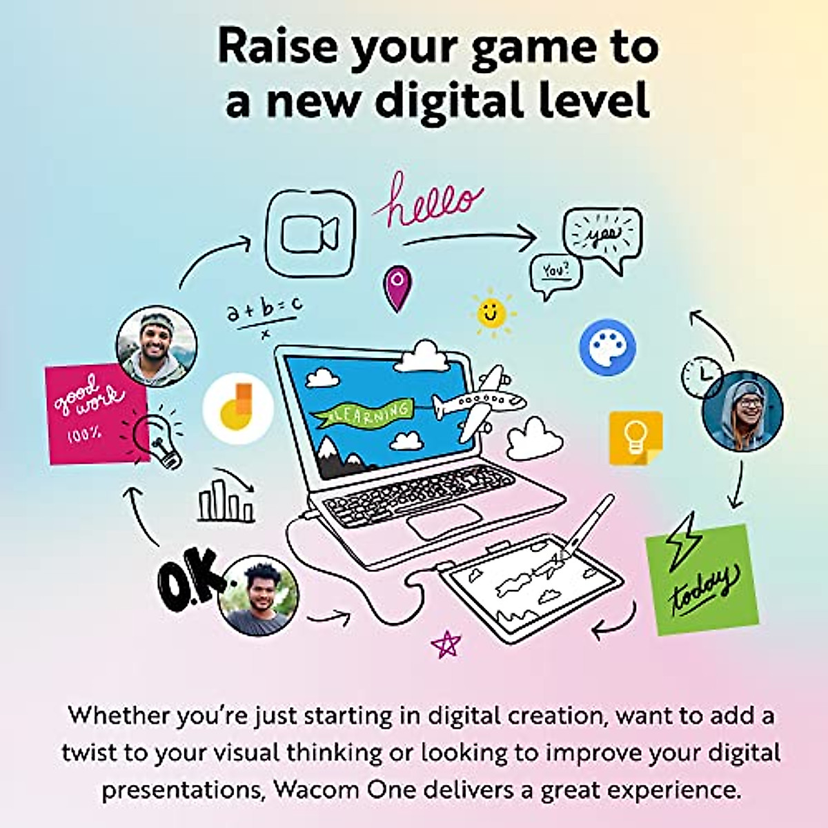 Wacom One HD Refurbished Creative Pen Display, Drawing Tablet with Screen, 13.3" Graphics Monitor