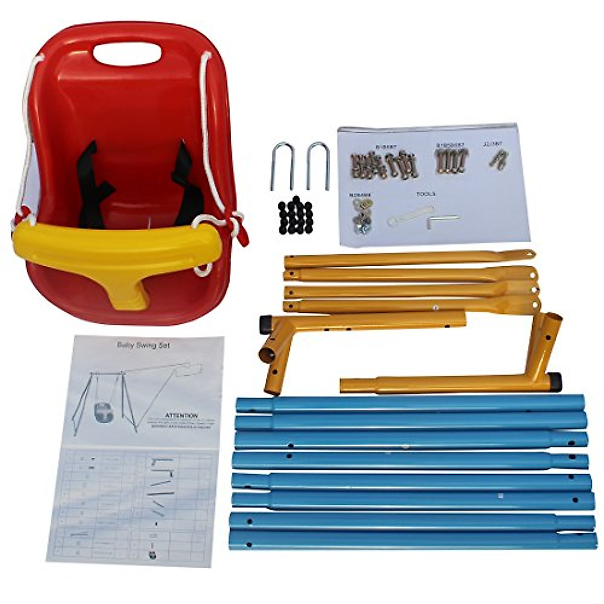 Toddler Swing,Swing Set with Metal Stand and Safety Belt for Backyard,Baby Swings Outdoor & Indoor for Infants to Toddler,Indoor Swing for Kids 9 Month+