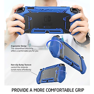 Mumba Dockable Case for Nintendo Switch, [Blade Series] TPU Grip Protective Cover Case Compatible with Nintendo Switch Console and Joy-Con Controller (Navy)