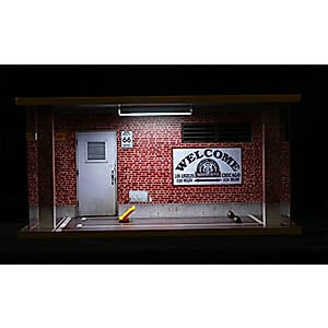 Display Case for 1/18 Diecast Cars,Acrylic Display Case for 1/12 Scale Toy Motorcyle with LED Lighting, Route 66-3 Open Side