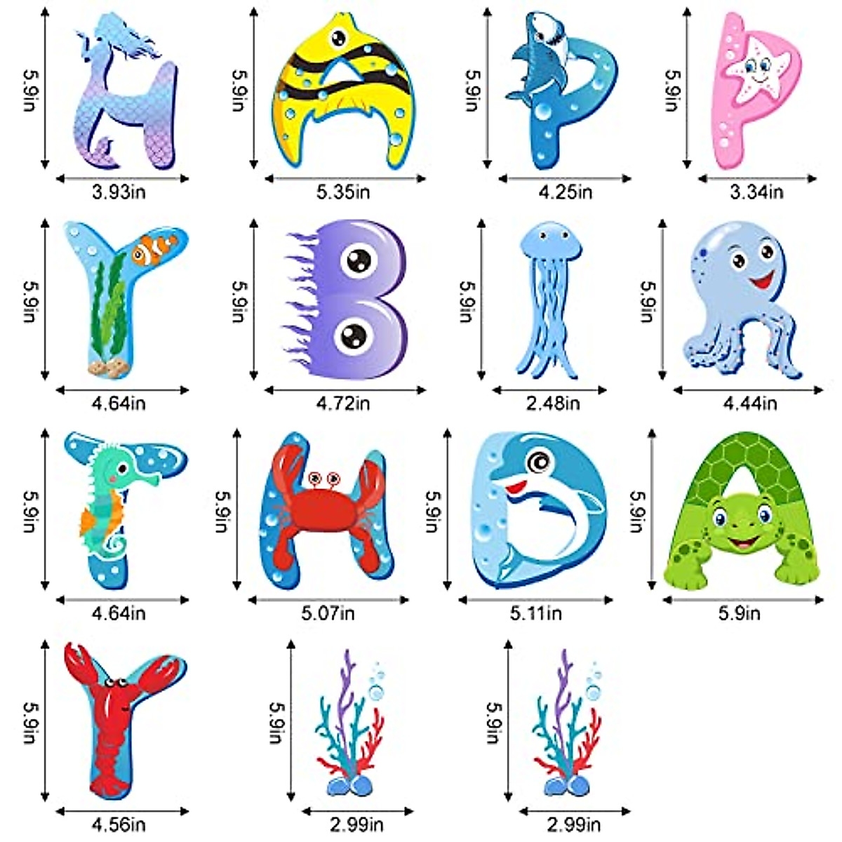 Sea Animal Banner Under the Sea Birthday Decorations, Ocean Themed Marine Creature Birthday Party Supplies for Baby Girl Boy, Sea Theme Happy Birthday Banner Baby Shower Sign Decor