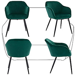 CIMOTA Dark Green Arm Chair Upholstered Accent Chair Velvet ArmChiar Comfy Leisure Side Chair Makeup Vanity Chair for Living Room Bedroom Dining Room