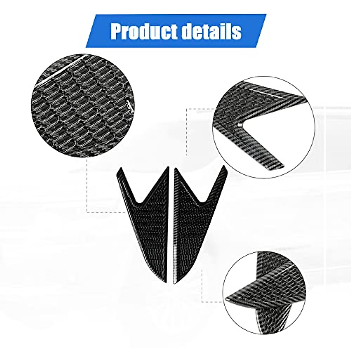 Jawmoy 2 PCS Car Fender Side Vents, Fender Decorative Stickers, Air Flow Intake Hole Grille Auto Exterior Accessories Universal Modification, Air Wing Vent Trim Cover (Carbon Fiber Black)