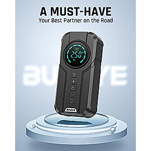 BUVAYE Tire Inflator Portable Air Compressor, 150PSI Fast Tire Inflator & Cordless, Portable Air Compressor For Car Tires, Motorcycles, Bikes, Balls, Air Pump For Car Tires