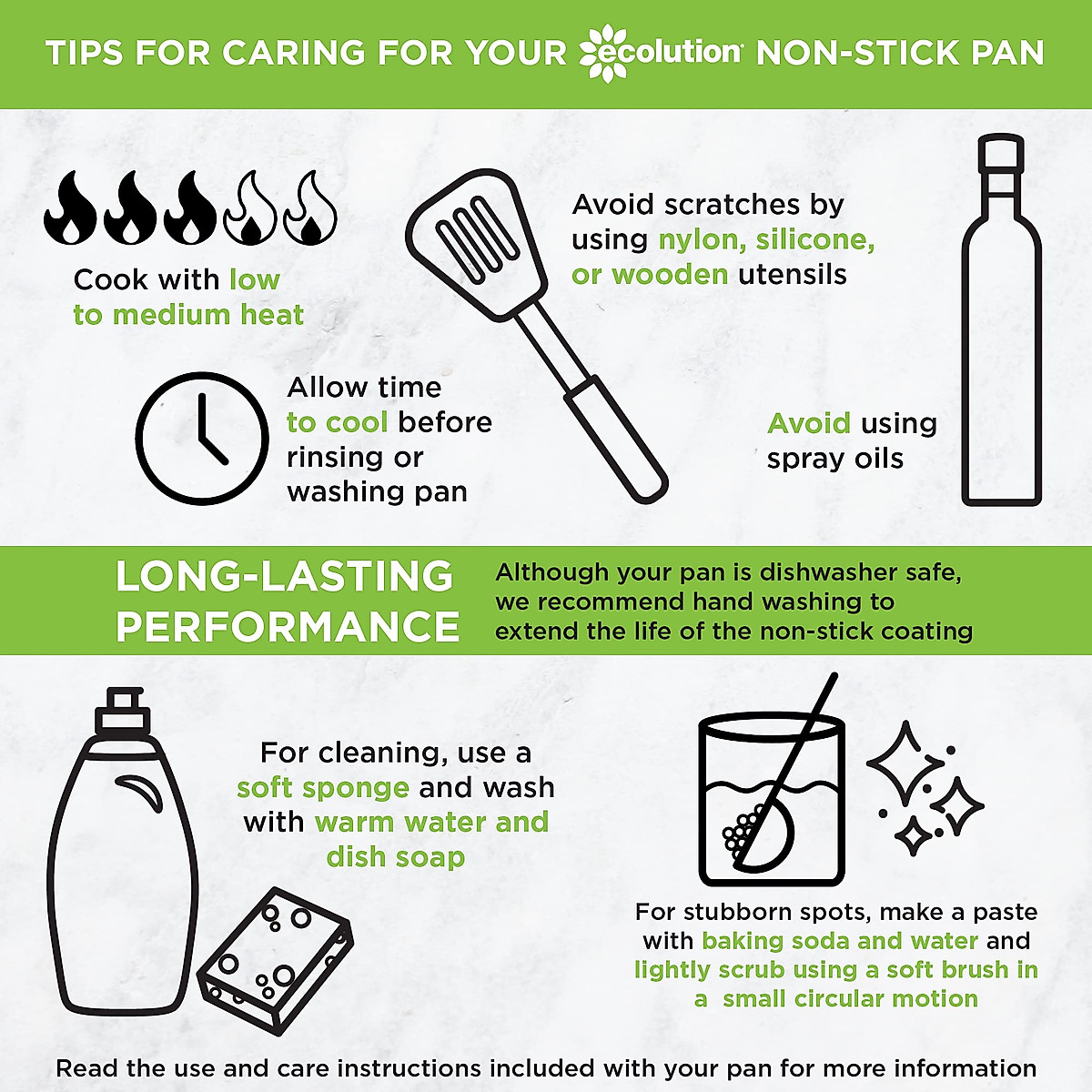 Ecolution Easy to Clean, Comfortable Handle, Even Heating, Dishwasher Safe Pots, 11" Fry Pan, Black