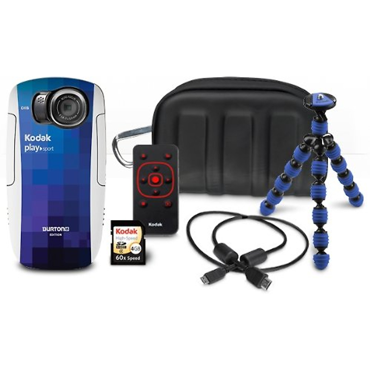 Kodak PlaySport (ZX5) Waterproof Pocket Video Camera Bundle (Includes Remote Control, Tripod, 4 GB Memory Card, HDMI Cable, and Camera Case) - Burton Bundle (2nd Generation)