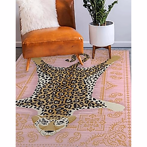 Vintage Boho Style Cheetah Print Area Rug 2x3 Red Leopard Wool Rug for Living Dining Room Bedroom Washable Anti Slip Stain Shedding Foldable Low Pile Soft Carpet