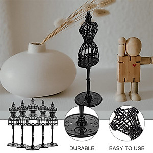 NUOBESTY 6Pcs Plastic Mannequin Display Support Holder Dress Forms Cloth Gown Model Stand Detachable Doll Clothes Mannequin for Doll Accessories, Black