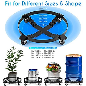 55 Gallon and 30 Gallon Drum Dolly Heavy Duty 24 Inch Plant Caddy with Wheels Swivel Casters Wheel Steel Frame Multi Purpose Dolly Cart Non Tipping Hand Truck Capacity 1000 Pound Barrel Dolly Black