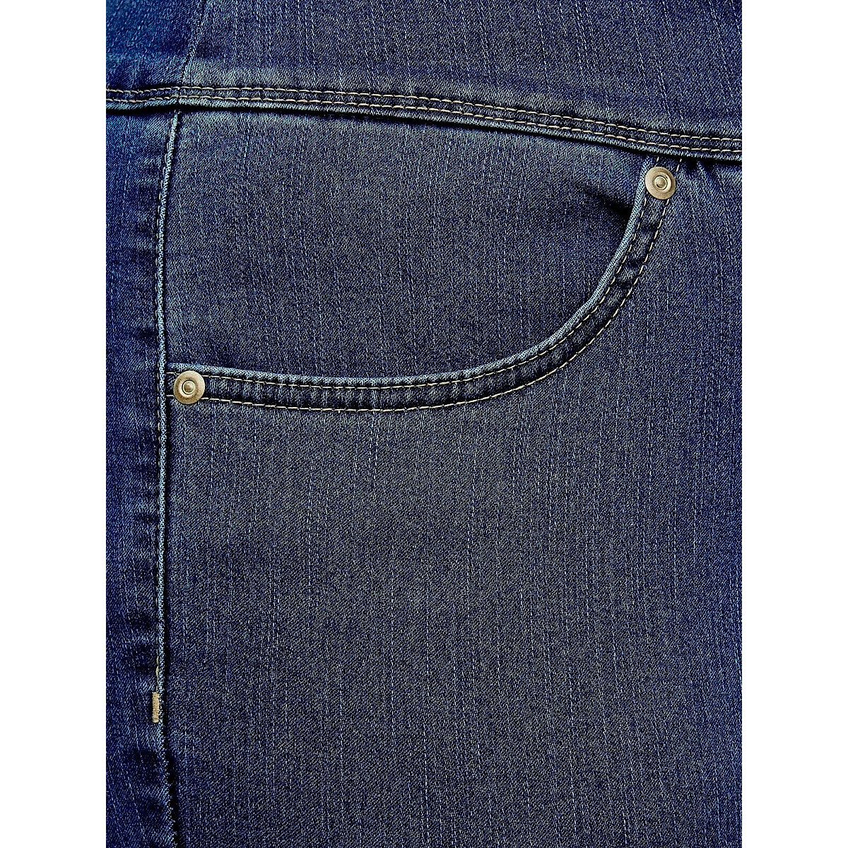 1826 Jeans Jack David Women's Plus Size Cuff Rolled Capri Bermuda Short Curvy Denim Jean (1X, Level Eight Pull On Dark Blue Capri)