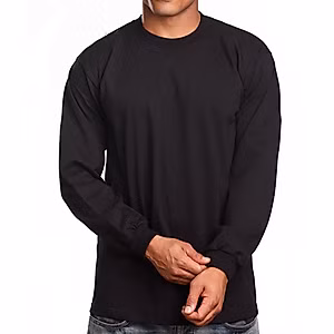 PRO 5 Super Heavy Mens Long Sleeve T-Shirt, X-Large Tall,Black