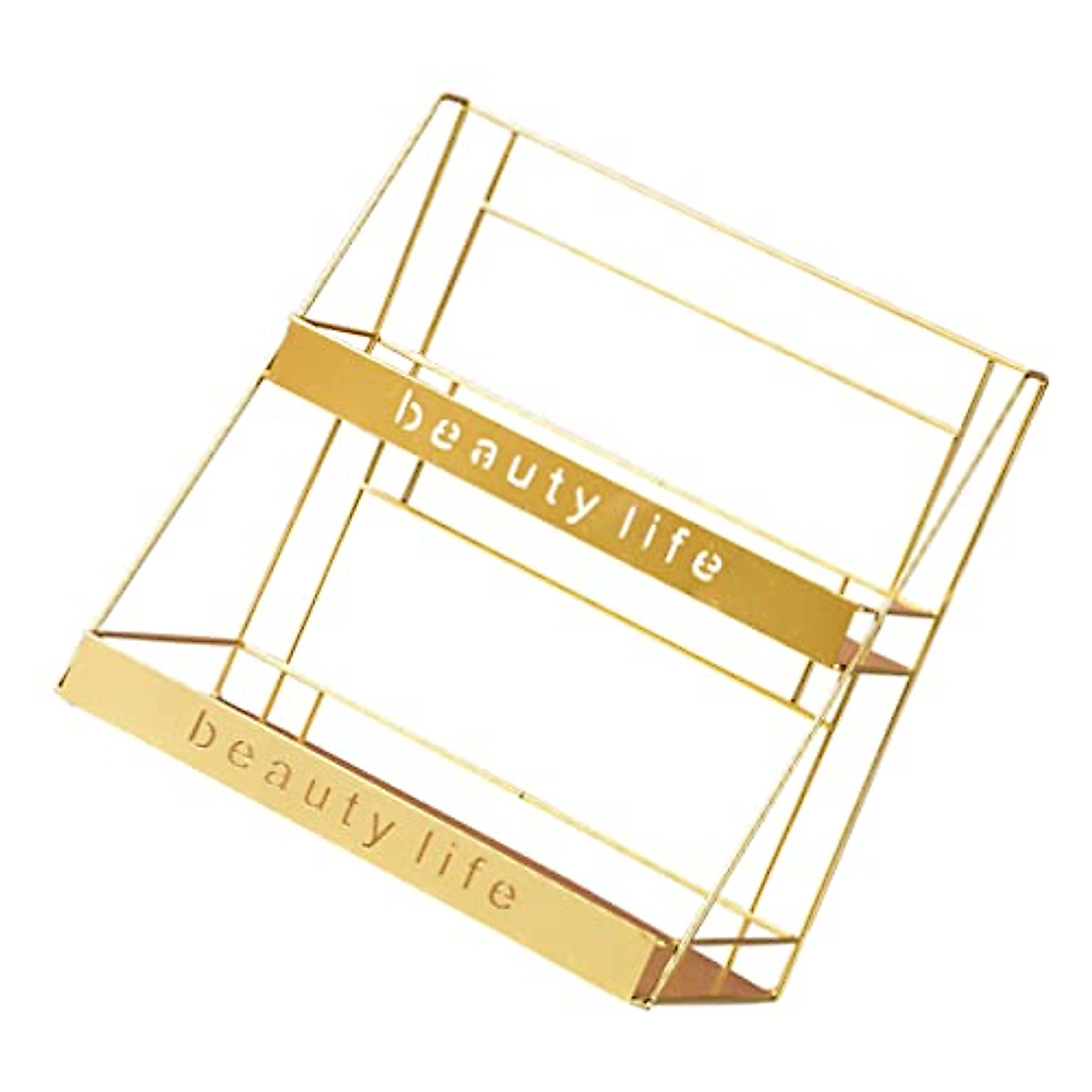 BESPORTBLE Cosmetic Storage Rack Makeup Organizer Shelf 2 Tier Cosmetic Storage Basket with Tray for Cosmetics Countertop Storage Organizer Standing Rack for Dresser Countertop Bathroom Gold