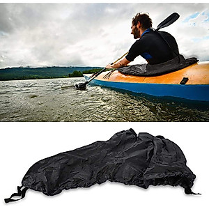 Qiilu Kayak Spray Skirt, Universal Adjustable Nylon Kayak Spray Skirt Waterproof Cover Water Sports Accessory Black(Black)