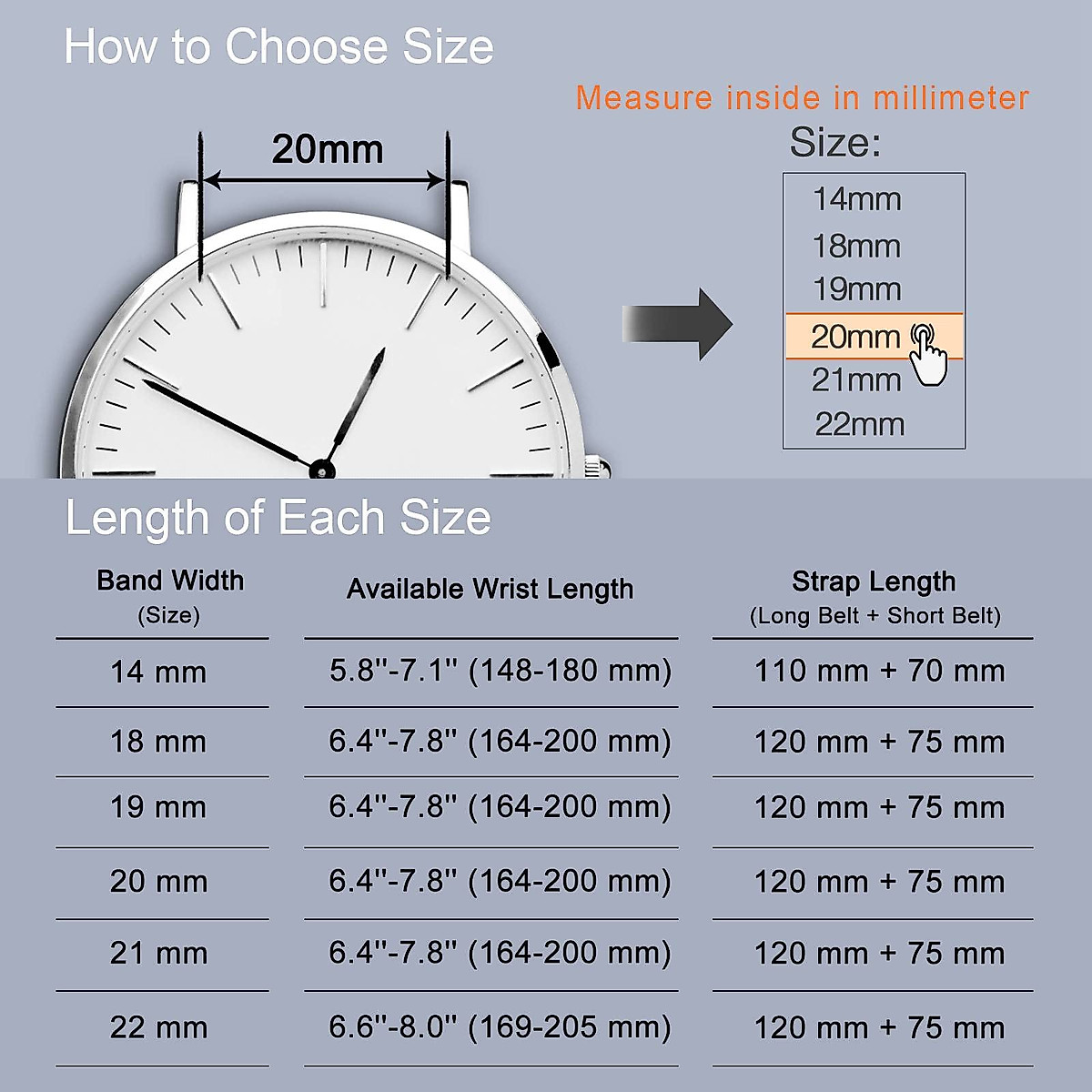 WOCCI 19mm Watch Band, Italian Leather, Embossed Alligator Grain, Gold Buckle (Brown)