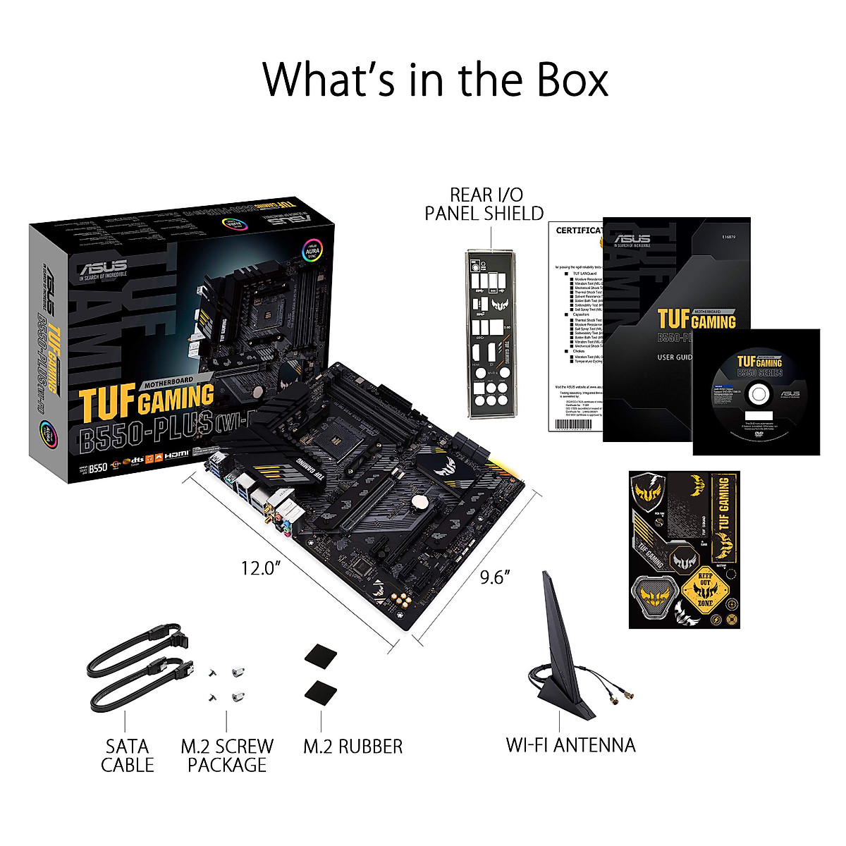 ASUS TUF Gaming B550-PLUS WiFi AMD AM4 Zen 3 Ryzen 5000 & 3rd Gen Ryzen ATX Gaming Motherboard (PCIe 4.0, WiFi 6, 2.5Gb LAN, BIOS Flashback, USB 3.2 Gen 2, Addressable Gen 2 RGB Header and Aura Sync)