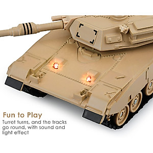 DS. DISTINCTIVE STYLE 1/48 Scale Metal Tank Model M1A2 Abrams Main Battle Tank Toy Plastic Model with Sound and Light