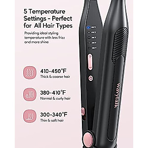 Wavytalk 3/10" Small Flat Iron, Pencil Flat Iron for Short Hair, Pixie Cut and Bangs, Mini Hair Straightener for Edges with Anti-Pinch Design, Tiny Hair Straightener with Titanium Floating Plates