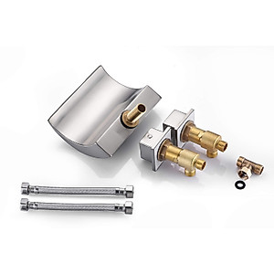 sumerain Roman Tub Faucets Brushed Nickel,Waterfall Spout for High Flow Rate,Include Valve and Trim Set