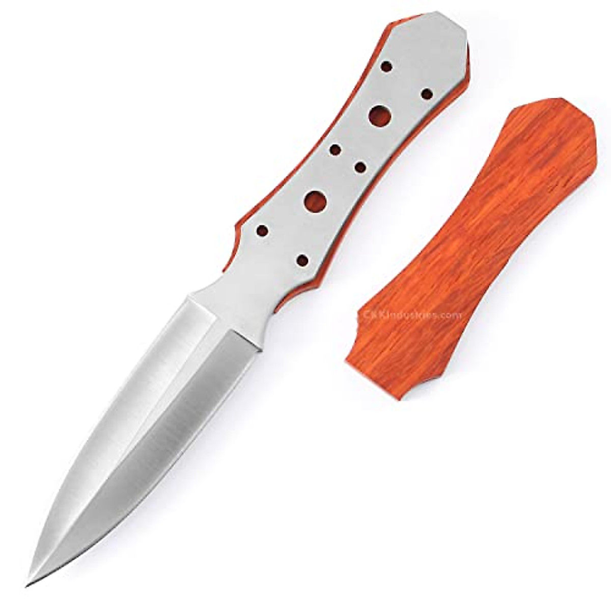 EZSMITH Double Skinner Knife Kit - DIY Fixed Blade Knife Making Series - (Blade Blank & Pinstock w/Padauk Handle Scales) - (USA Design) - (Gift Boxed) - (by KnifeKits)