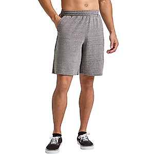 Hanes Comfortblend Men's Originals French Terry Sweat, Pull-On Athletic Shorts, 9", Black 50R PE Heather, Medium