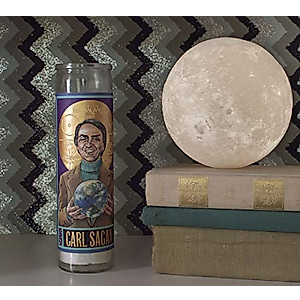 Carl Sagan Secular Saint Candle - 8.5 Inch Tall Glass Prayer Votive - Made in The USA