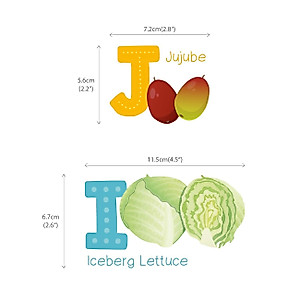 DECOWALL DS-8031 Fruit and Vegetable Alphabet Kids Wall Stickers Wall Decals Peel and Stick Removable Wall Stickers for Kids Nursery Bedroom Living Room (Small) décor