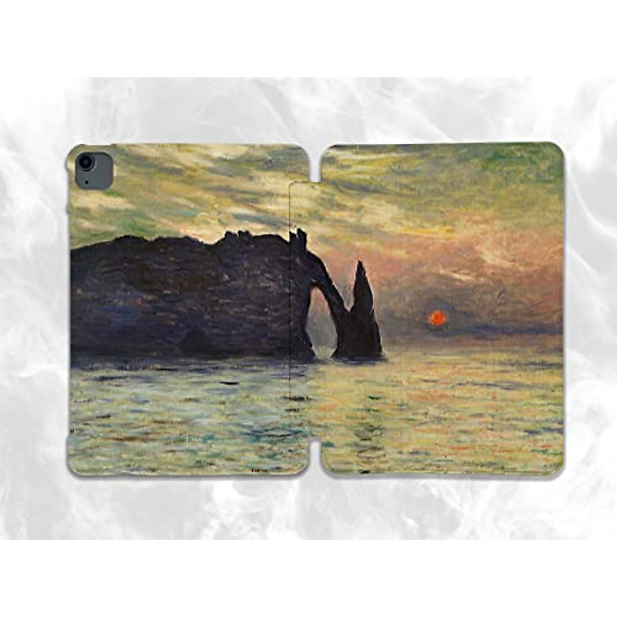 Claude Monet Sunset at Etretat case Compatible with iPad Mini Air Pro 7.9 8.3 9.7 10.2 10.9 11 12.9 inch Pattern Cover New 2022 2021 Trifold Stand 3 4 5 6 7 8 9 Generation (8.3 Mini 6)
