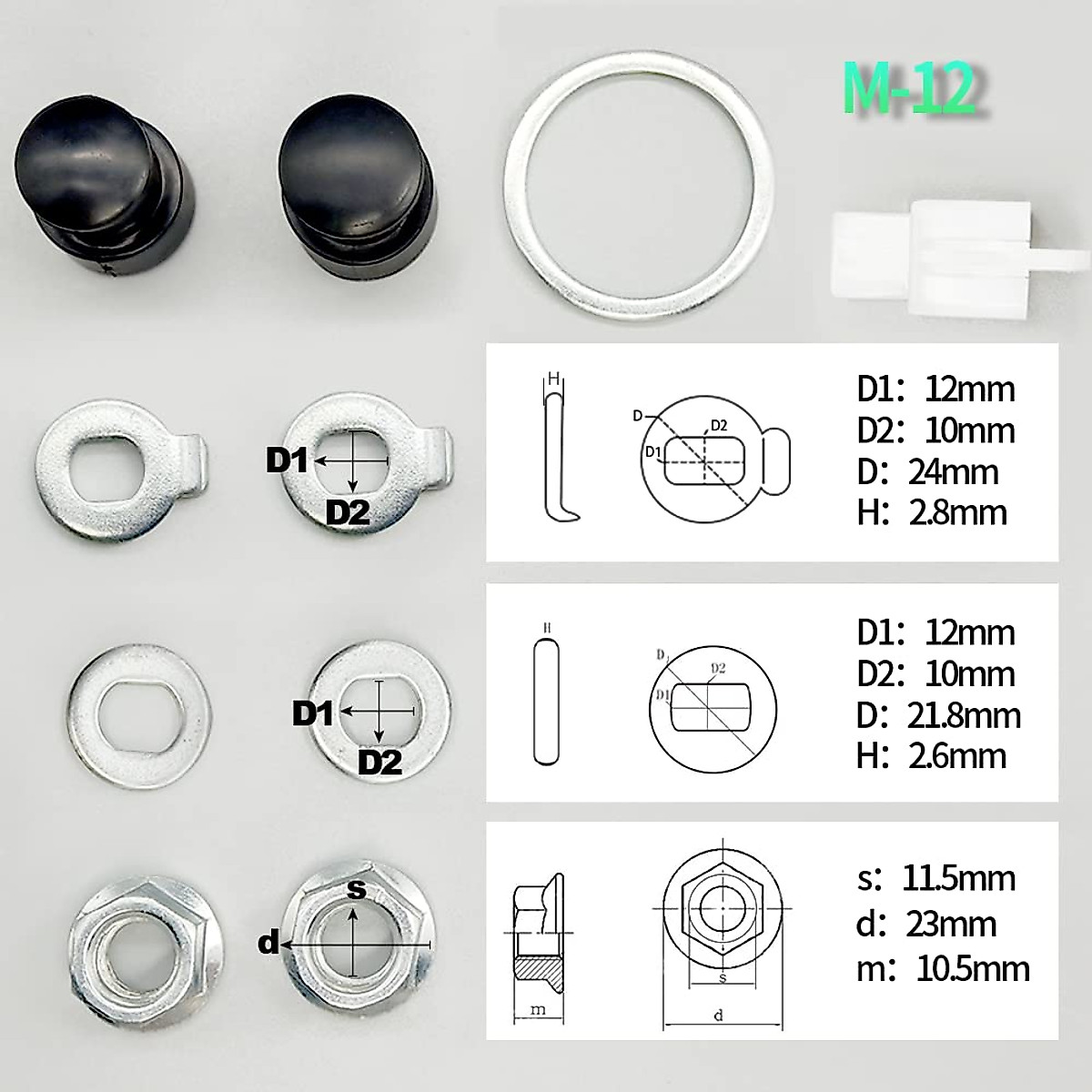 Electric Bike Hub Motor Shaft 12mm /14mm Shaft Screw Cap Washer/Spacer/Nut Cover Electric Bike Hub Lock for 500-1000 Watt Motors