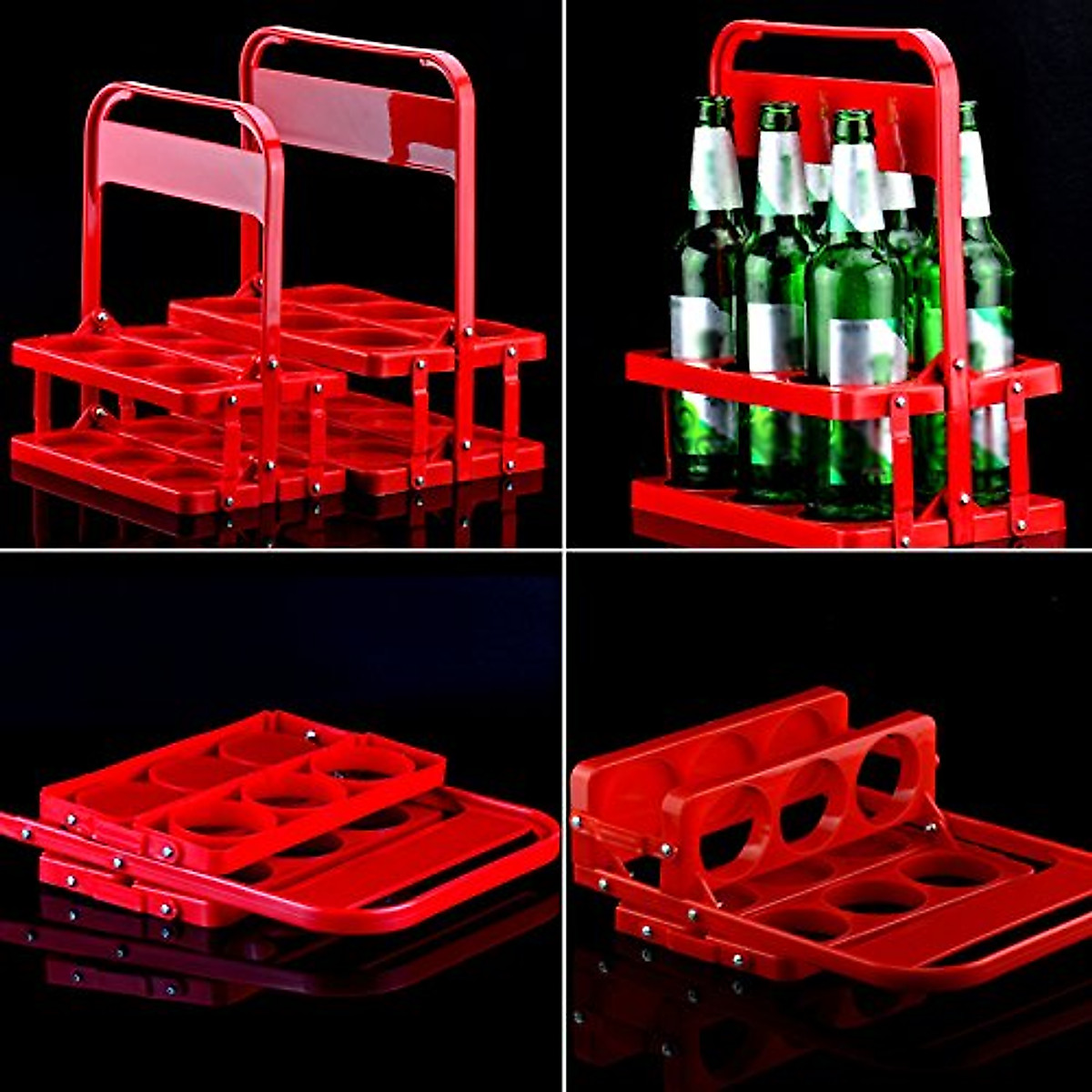 TINTON LIFE Creative Plastic Beer Portable Folding Basket Basket Foldable 6-Pack Beer Bottle Caddy Bucket Holder for Daily Use KTV and Party Foldable Wine Rack Cup Holder (10.87" x 6.97" x 12.99")