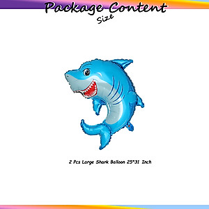 2 PCS Shark Balloons 1st Birthday Baby Shower Ocean Shark Theme Party Mylar Foil Shark Balloon Decor Supplies