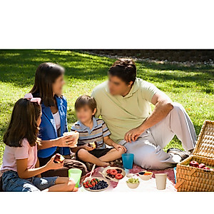 amokk 47 Pcs Plastic Cultery Sets for 6, Reusable Plates and Bowls Sets Portable Dinnerware Set for Pixcnic, Camping, Travel, Outdoor, Home Party