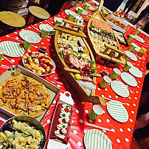 ZJDHPTY 3Pack Plastic Table Cloth Disposable for Rectangle Tables, Red Polka Dot Table Cloths for Birthday Christmas and Mickey Mouse Theme Party Decorations Size 54x108 Inch (Red+White dots)