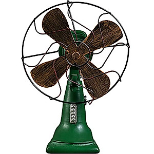 Ipetboom Vintage Decor Resin Vintage Fan Model Air Circulator Fan Statue Oscillating Fan Mini Metal Electric Desk Fan Collections Ornament for Classic Vintage Home Office Decoration Green Home Decor